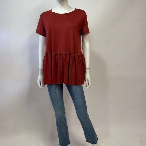 entro | Tops | Entro Tier Detail Short Sleeve Maroon Tunic Top | Poshmark